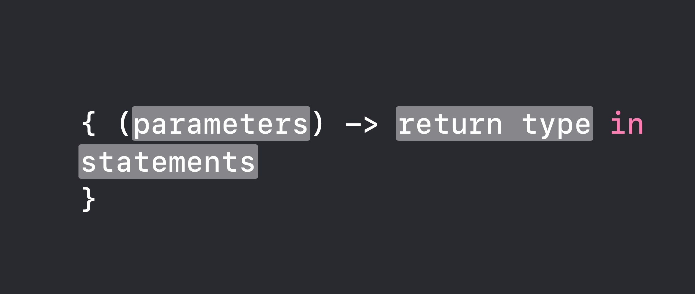 Swift Closure: definition and syntax Swift Closure: definition and syntax